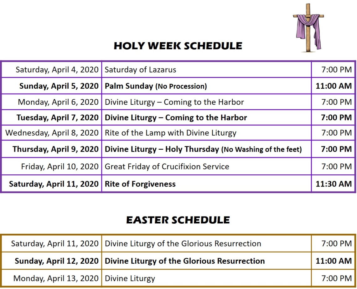 Holy Week Schedule + – Saint Maron Maronite Catholic Church